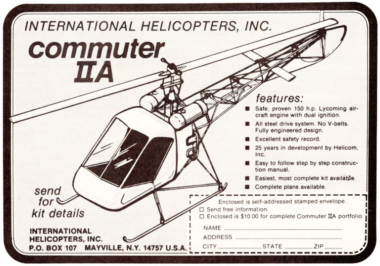 History Of Harold Emigh Helicom Commuter II-A Helicopter Kit